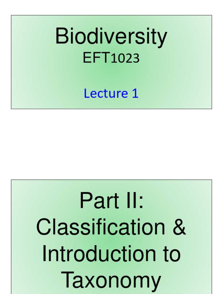 Lecture 1 (Part Ii) | PDF | Taxonomy (Biology) | Organisms