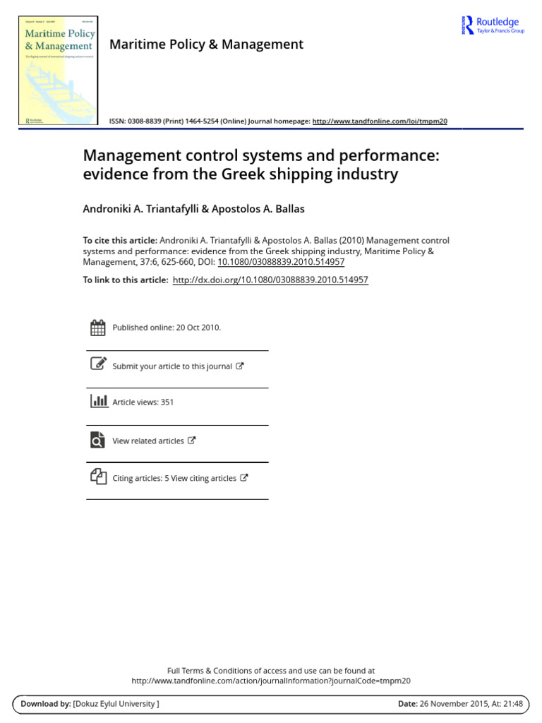 Management Control Systems and Performance: Evidence From The Greek ...