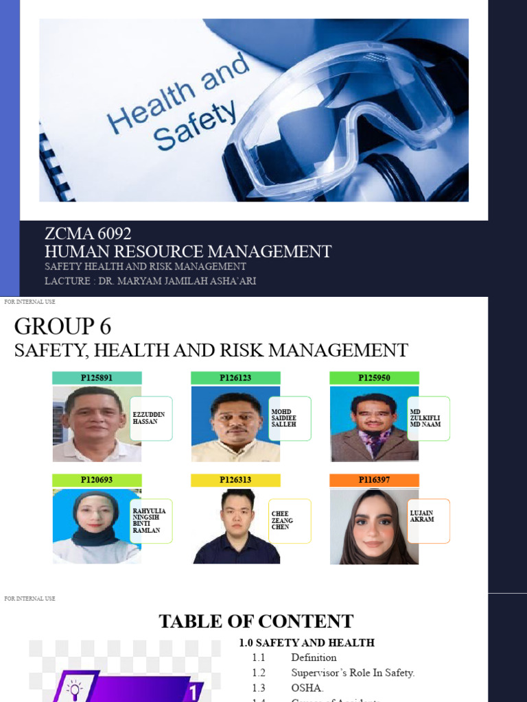 Safety, Health & Risk Management Group. FINAL | PDF | Occupational ...