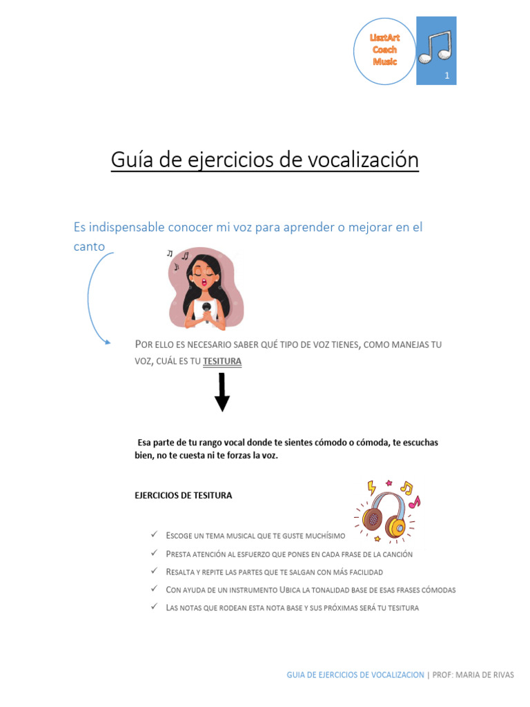 Canto Guía De Ejercicios De Vocalización 1 Pdf Canto Musicología
