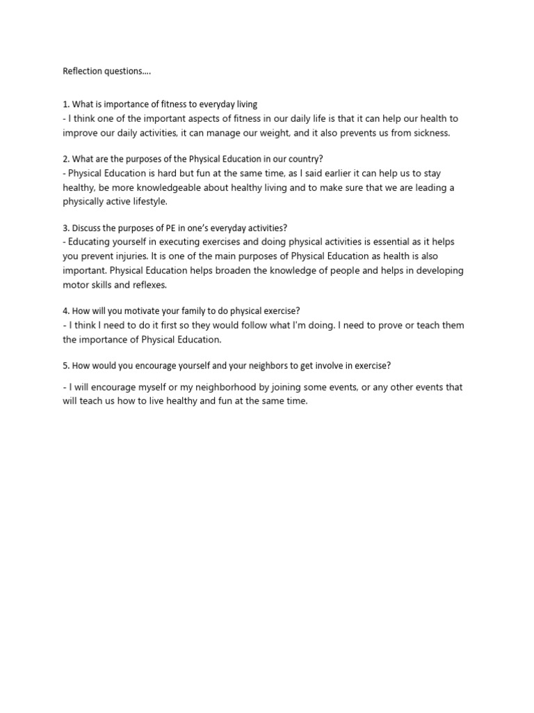 Reflection Questions | PDF