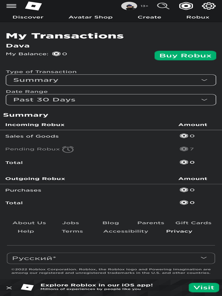 My Transactions - Roblox | PDF