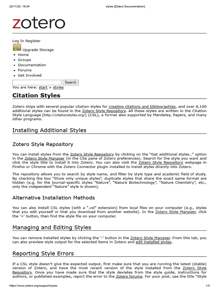 Zotero Citation Styles Guide | PDF | Citation | Computing