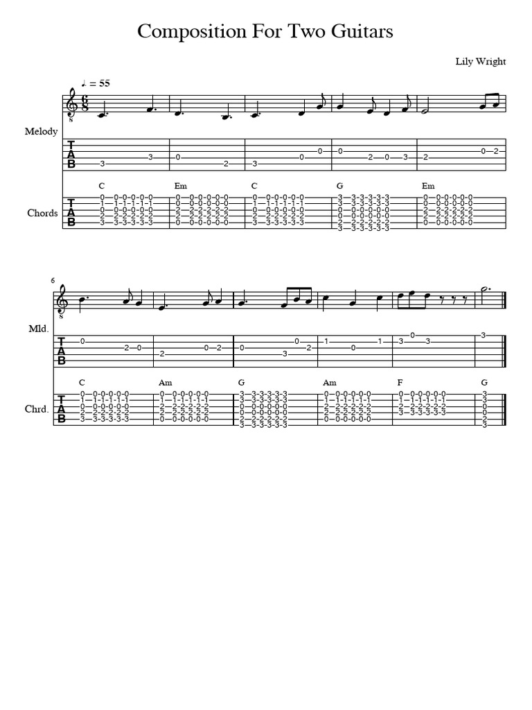 Composition For Two Guitars | PDF | British Rock Songs | Popular Music