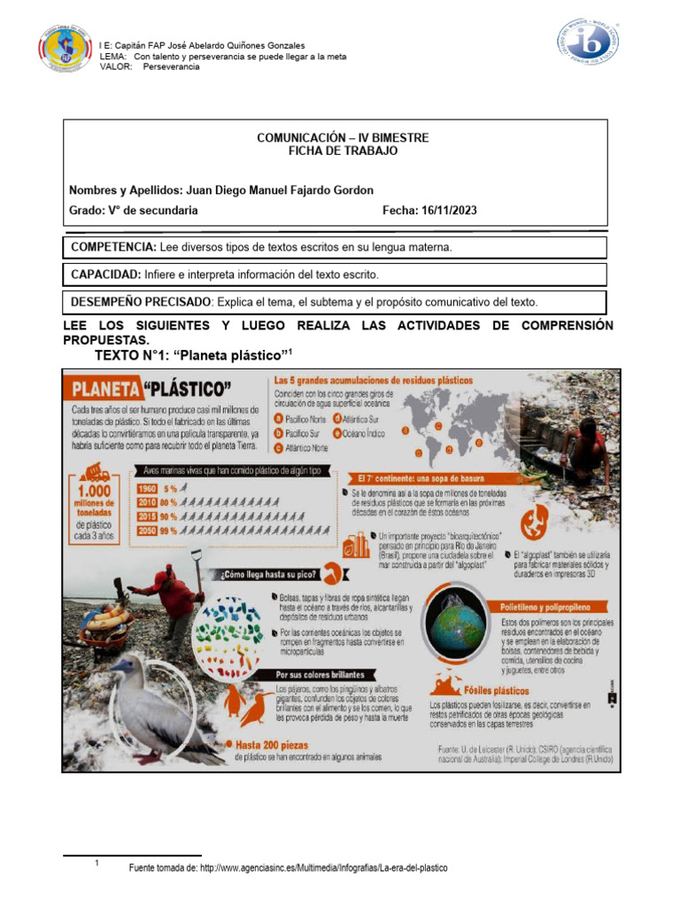 Práctica de Comprensión Lectora 2 | PDF | Residuos | Tierra