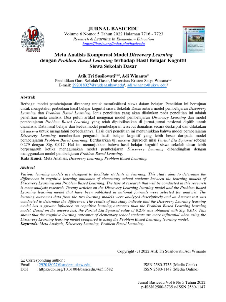 Jurnal Basicedu: Volume 6 Nomor 5 Tahun 2022 Halaman 7716 - 7723 | PDF