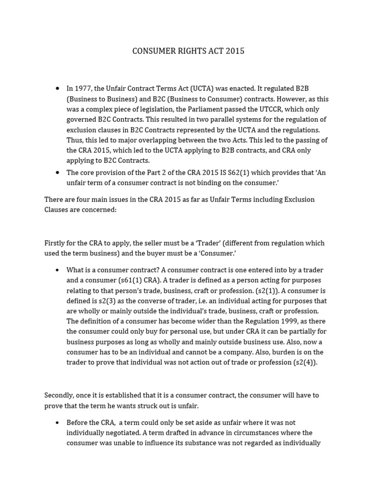 Consumer Rights Act 2015 | Download Free PDF | Private Law | Justice