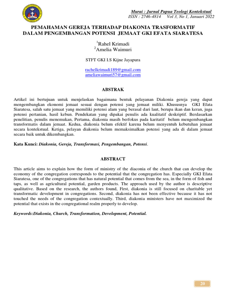 Diakonia Dalam Gereja | PDF