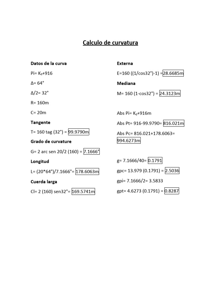 Calculo de Curvatura | PDF
