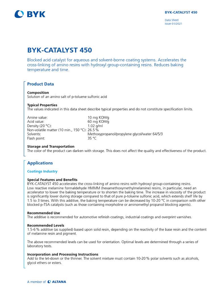 TDS Byk-Catalyst 450 en | PDF | Amine | Acid