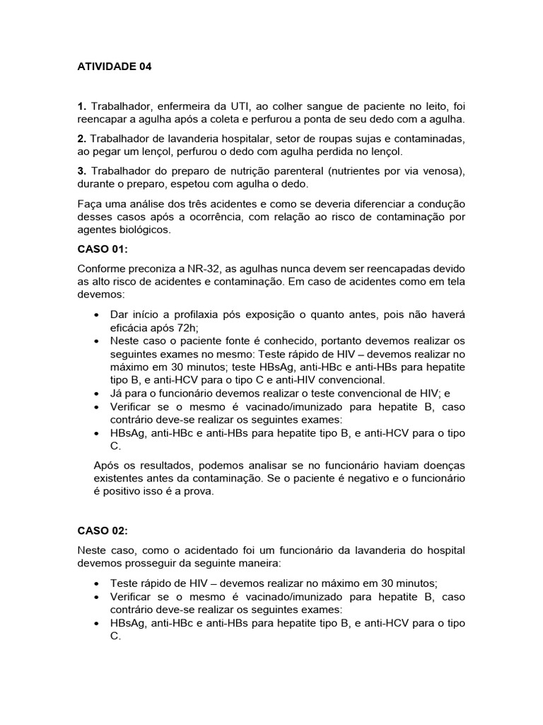 Atividade 04 | PDF | Hepatite B | Hepatite