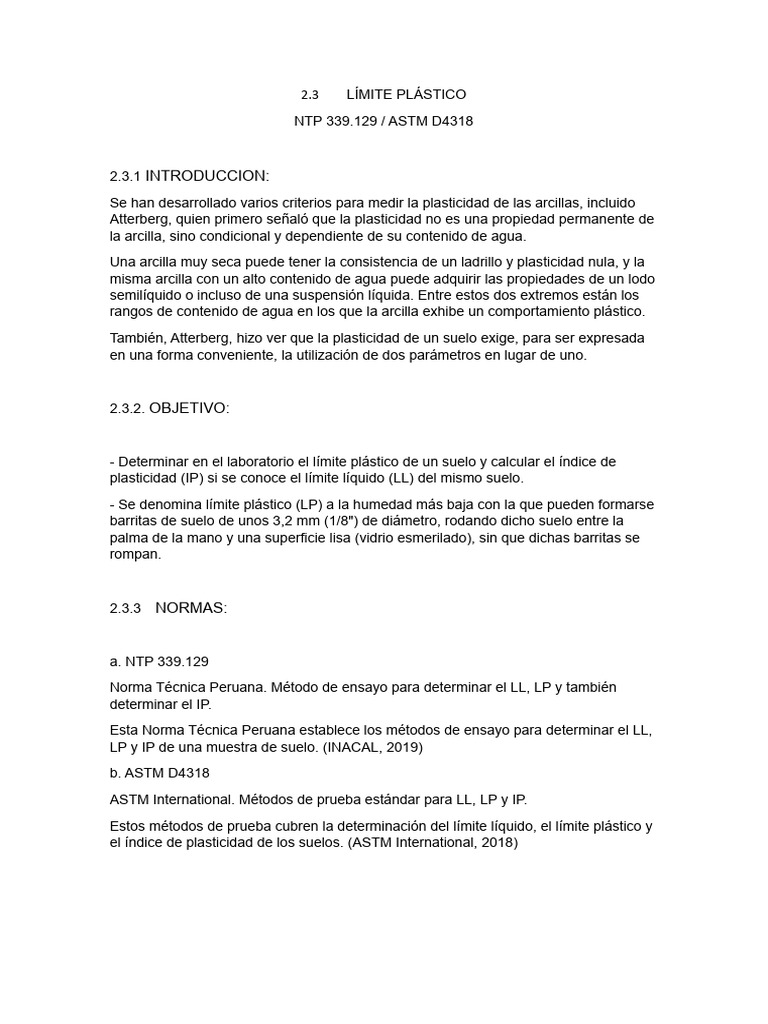 Límite Plástico y Plasticidad en Suelos | PDF | Barro | Plasticidad ...