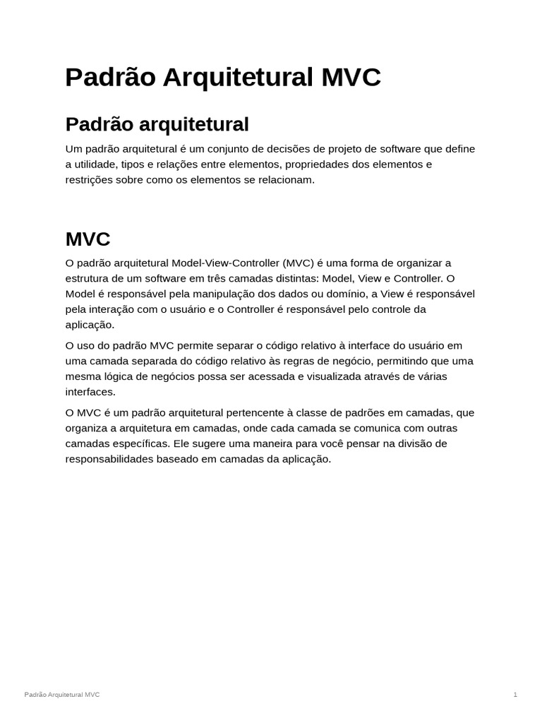 Padrão Arquitetural MVC | PDF