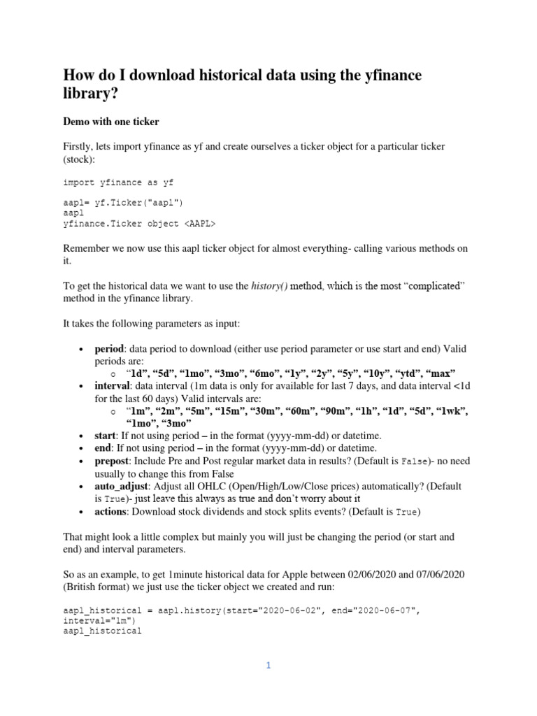 How Do I Download Historical Data Using The Yfinance Library | PDF | Applied Mathematics | Computing
