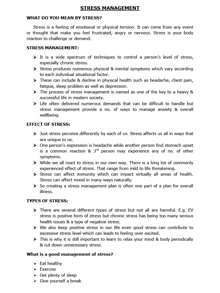 Stress Management | PDF | Violence | Stress (Biology)