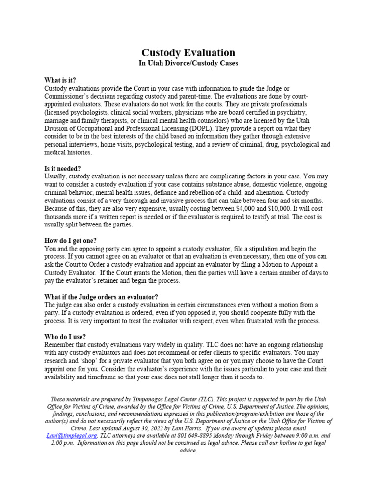Custody Evaluation | PDF | Child Custody | Psychology Custody Evaluation | PDF | Child Custody | Psychology