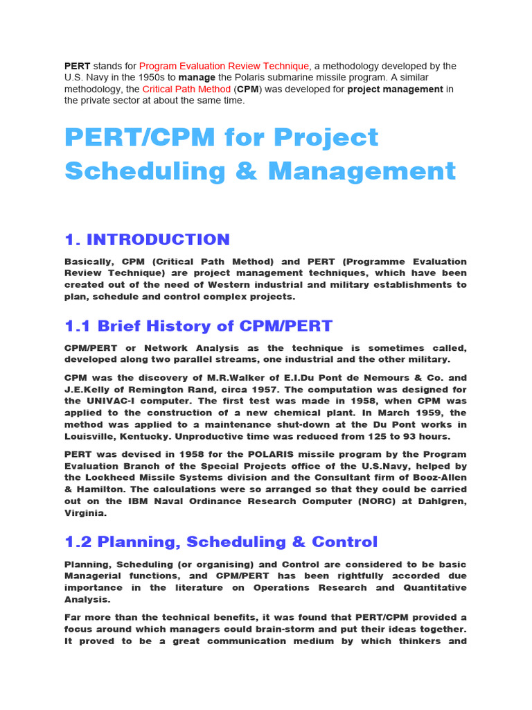 Project Scheduling - PERT and CPM | PDF | Systems Theory | Systems Science