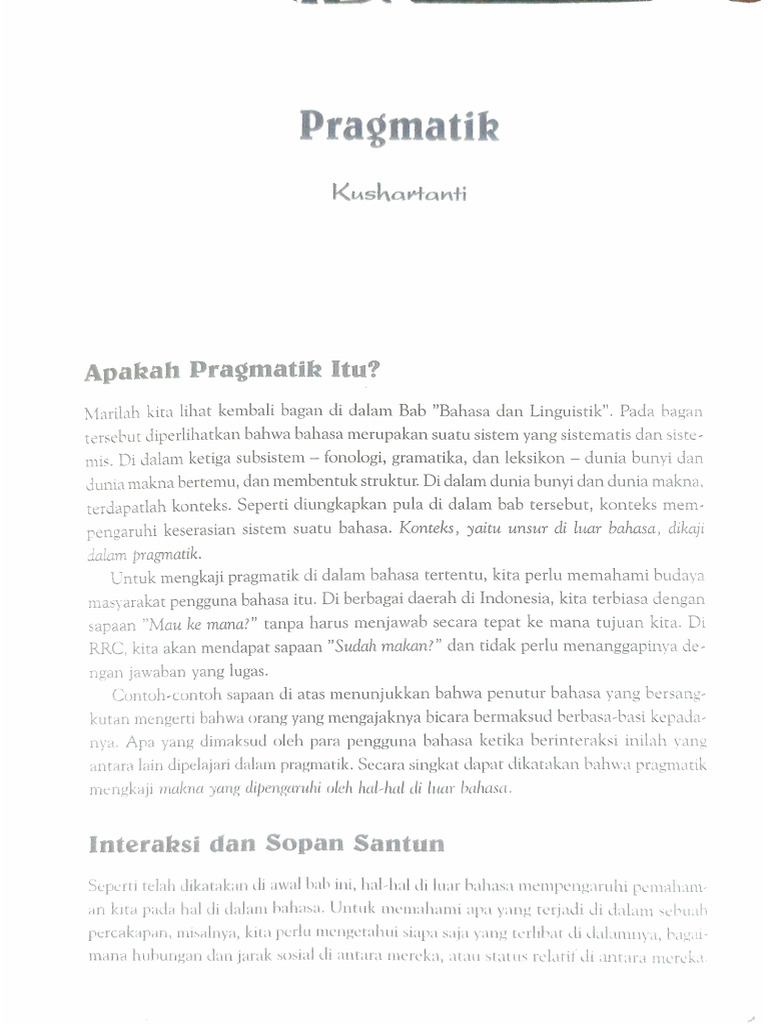 Pragmatik (Pesona Bahasa) | PDF