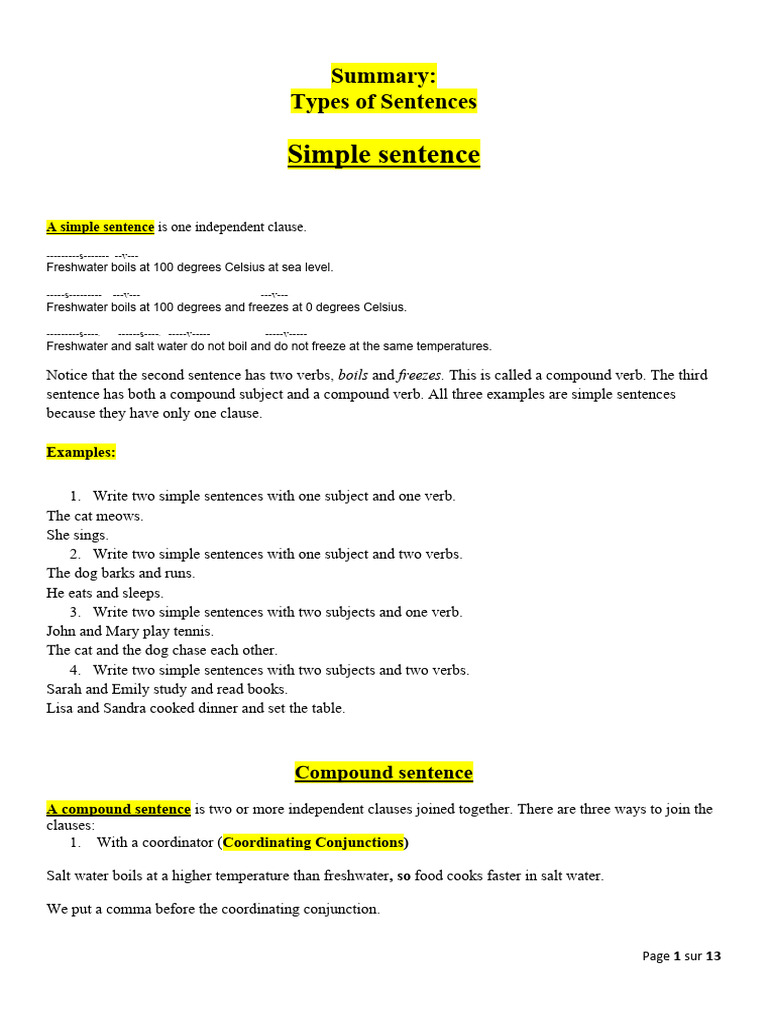 Types of Sentences Summary | PDF | Semantics | Linguistic Typology