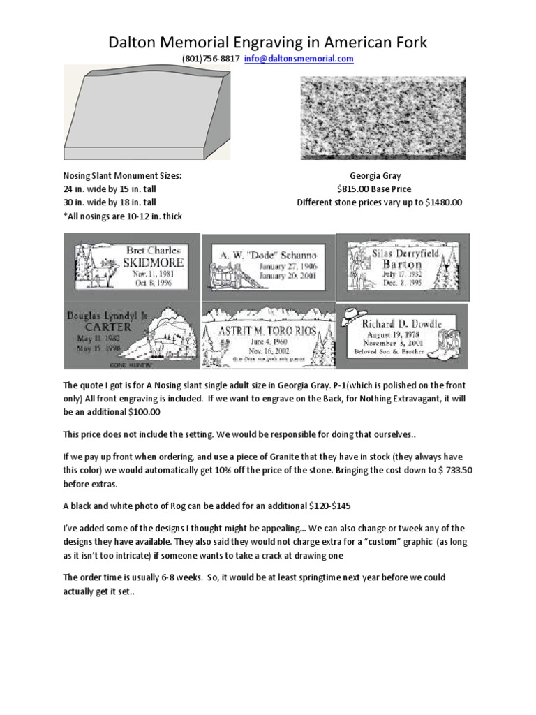 Georgia Gray Monument Pricing | PDF