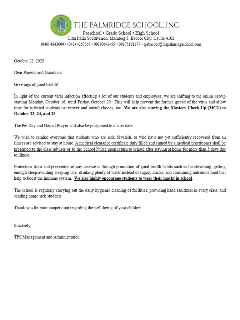 Viral Infection Letter | PDF