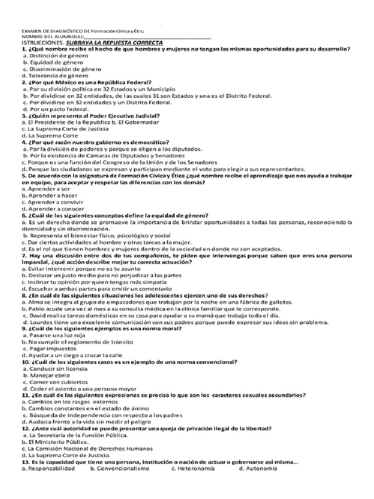 Preguntas Civica Basicas | PDF