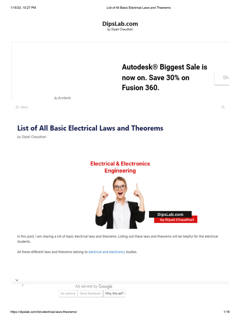 List of All Basic Electrical Laws and Theorems | PDF | Electrical ...