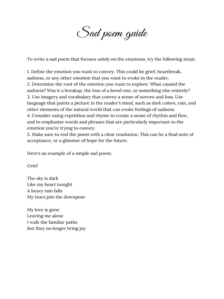 Sad Poem Writing Guide | PDF