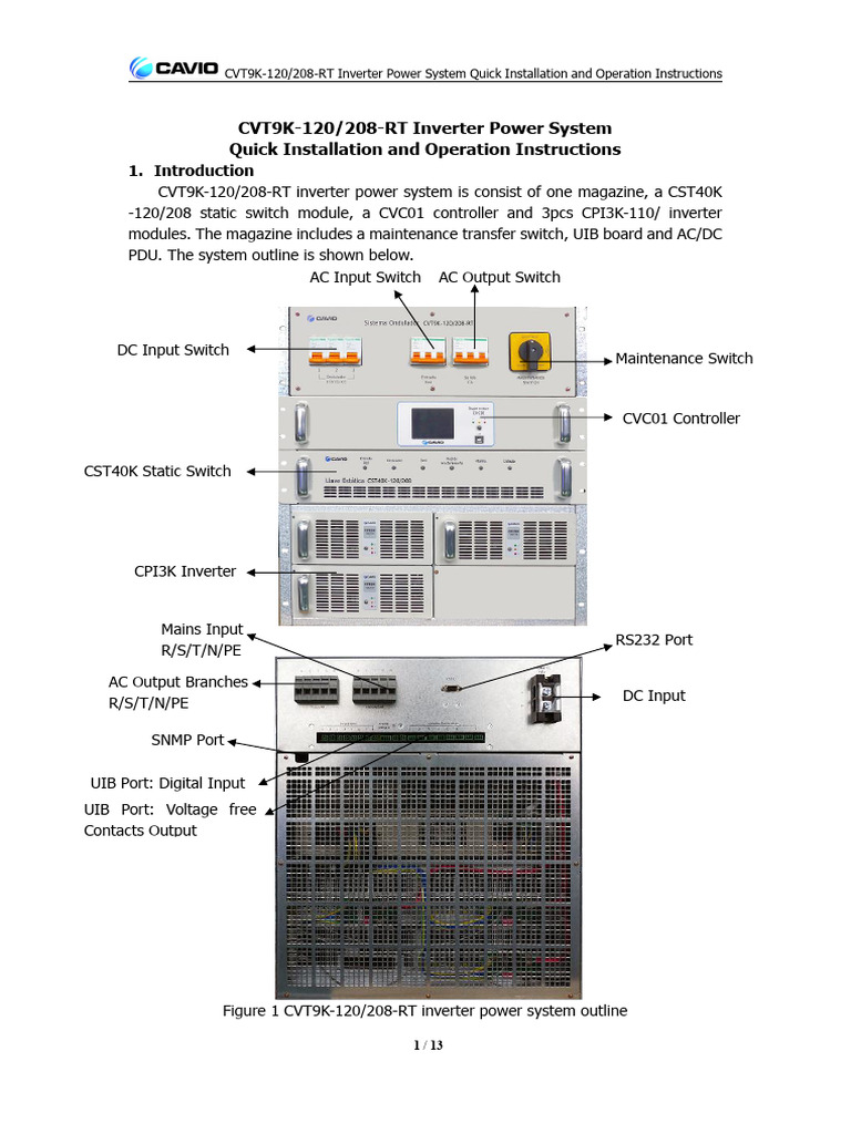 CVT9K-120-208-R Power System Quick Installation and Operation ...