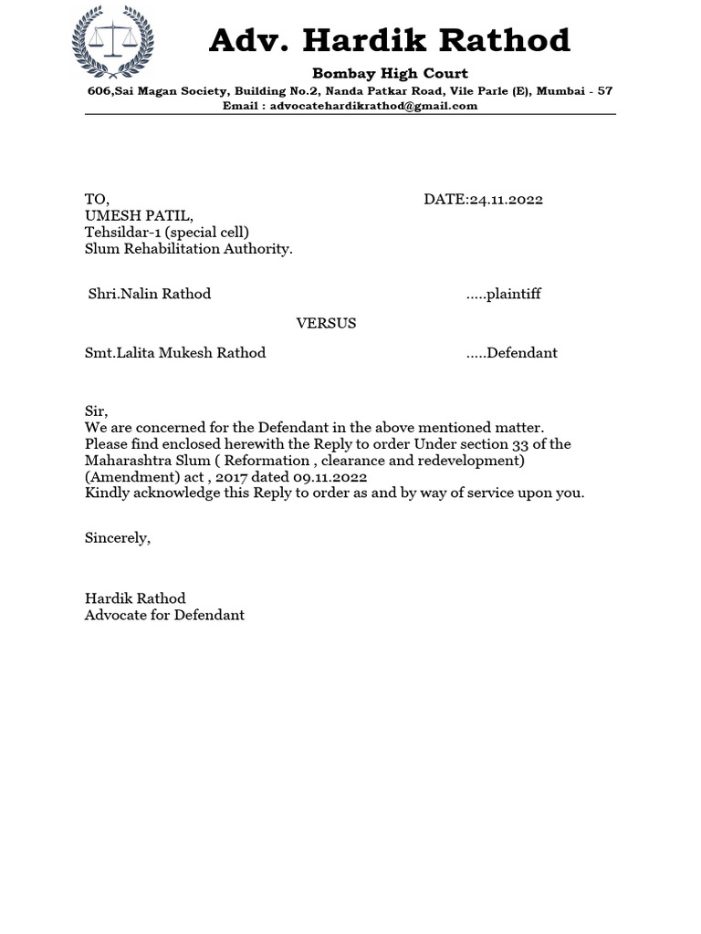 Covering Letter Tehsildar | PDF