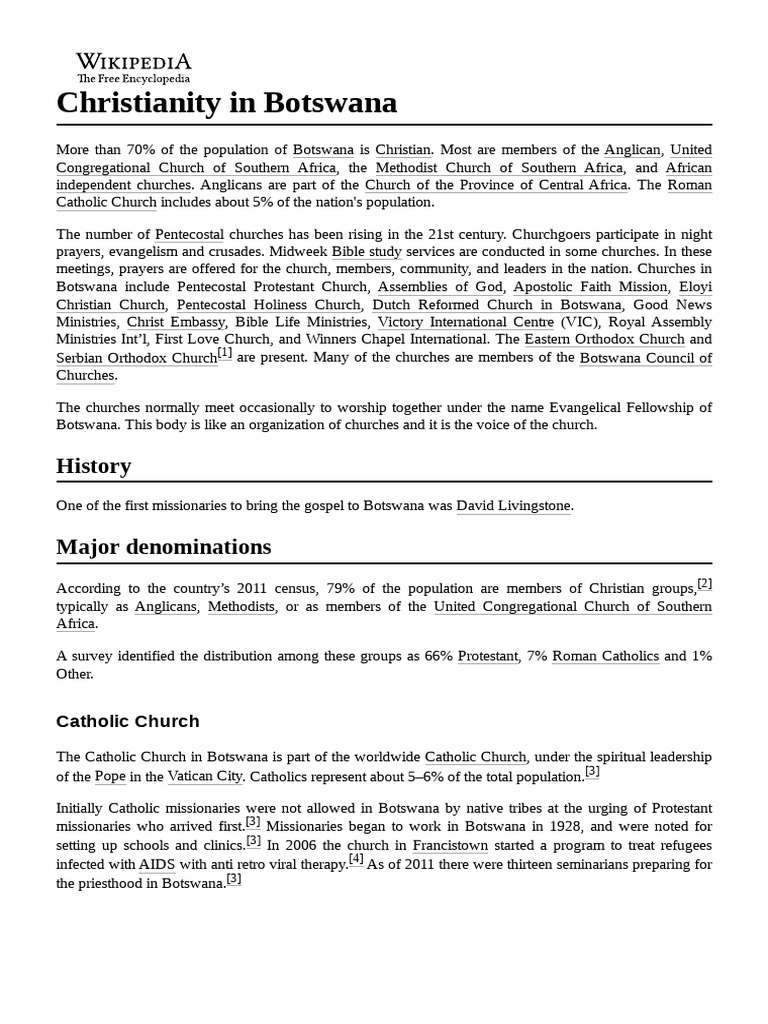Christianity in Botswana | PDF | Christian Denomination | Abrahamic ...