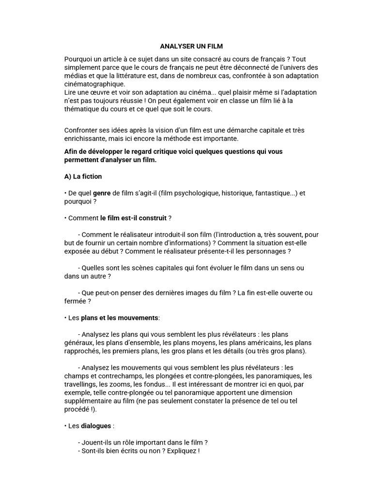 Méthodes d'analyse filmique en classe | PDF | Cinématographie