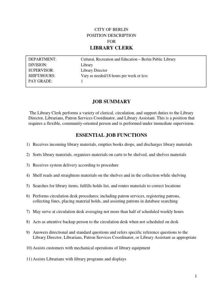Library Clerk 2017 - 1 | PDF | Libraries | Librarian