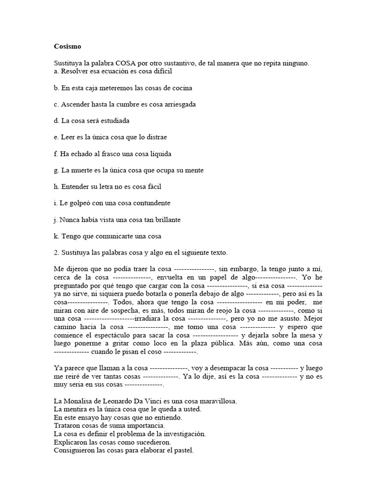 Cosismo Muchos Ejercicios | PDF