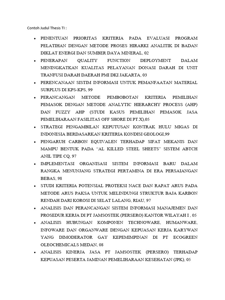 Contoh Judul Thesis TI | PDF