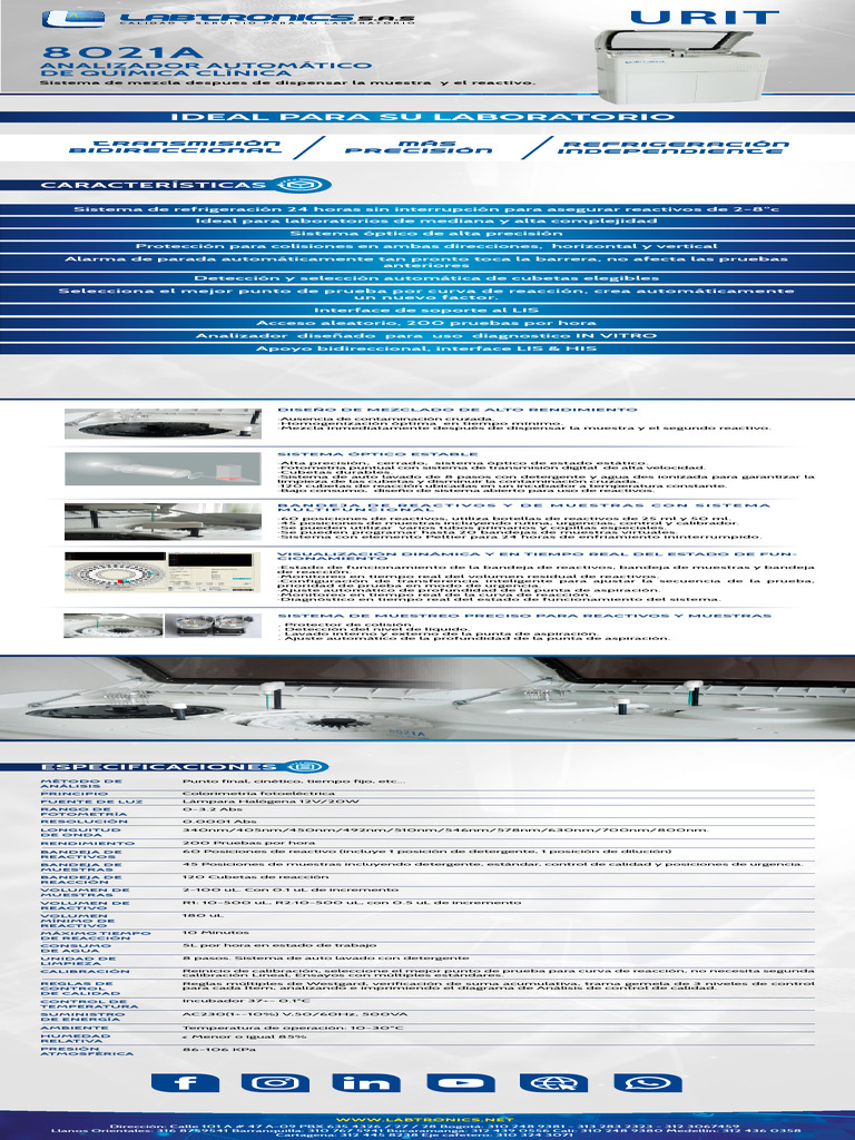 Catalogo URIT 8021 | PDF | Química | Ciencias fisicas