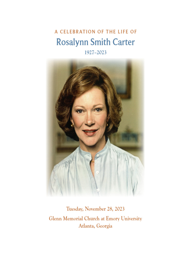 Rosalynn Smith Carter Memorial Program | PDF | Lord's Prayer ...