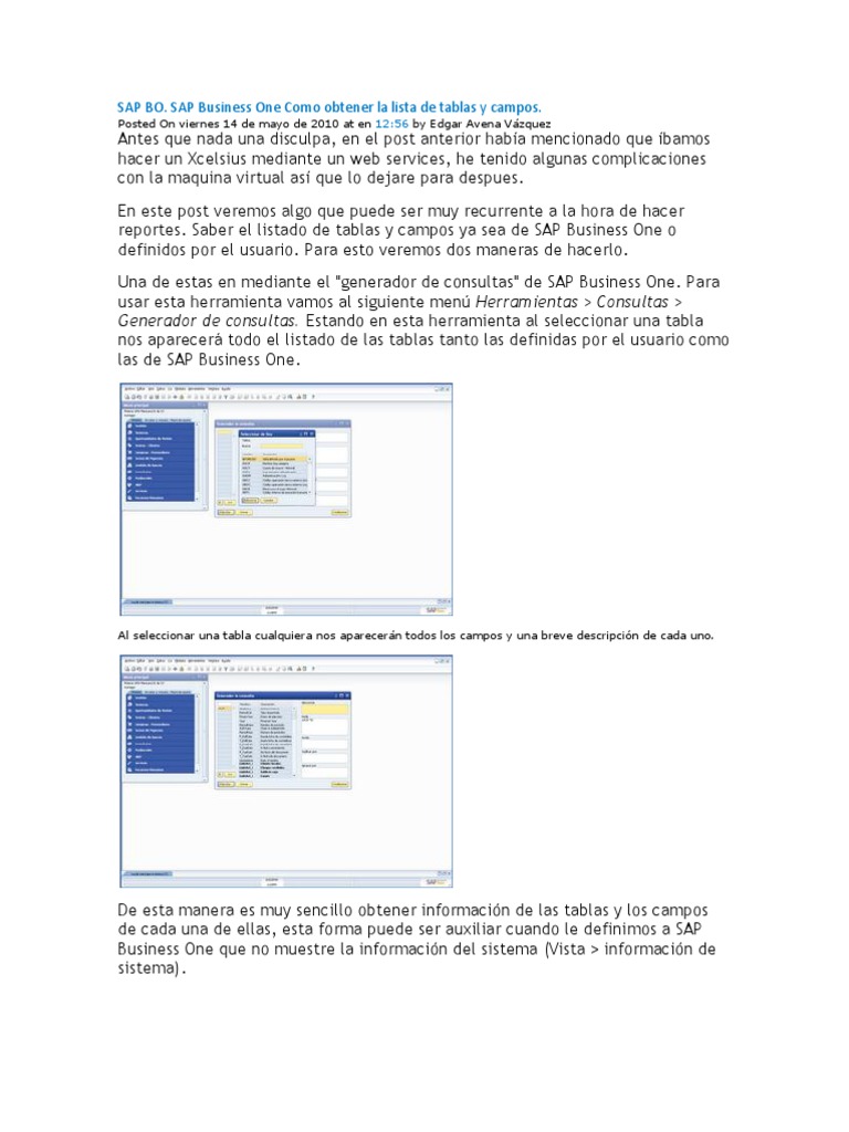 SAP B1 Tablas | PDF
