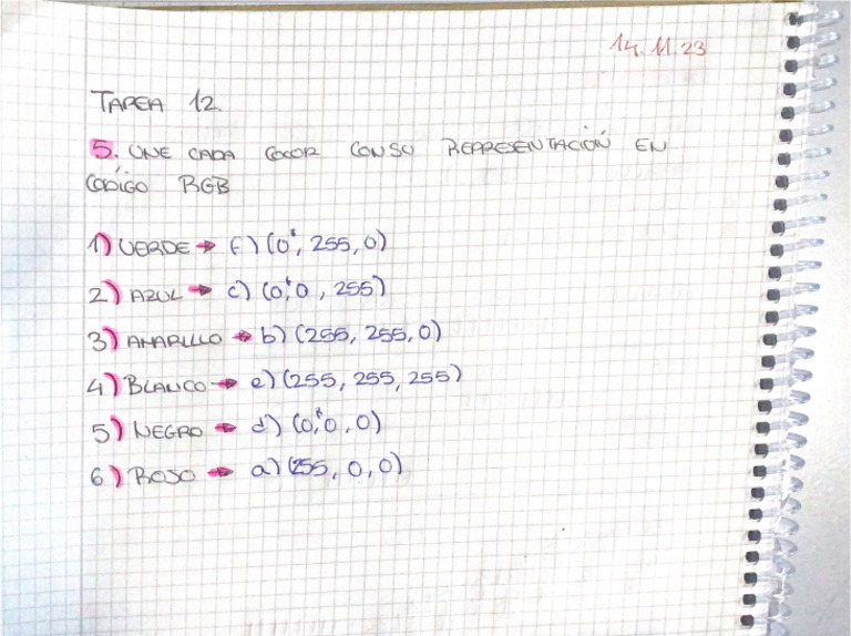 Tarea 12: Ejercicio 5 Código RGB (14 Nov 2023 A La(s) 11:12) | PDF