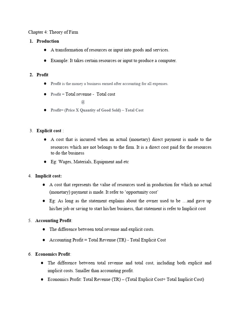 Chapter 4 Theory of Firm | PDF | Profit (Economics) | Marginal Cost