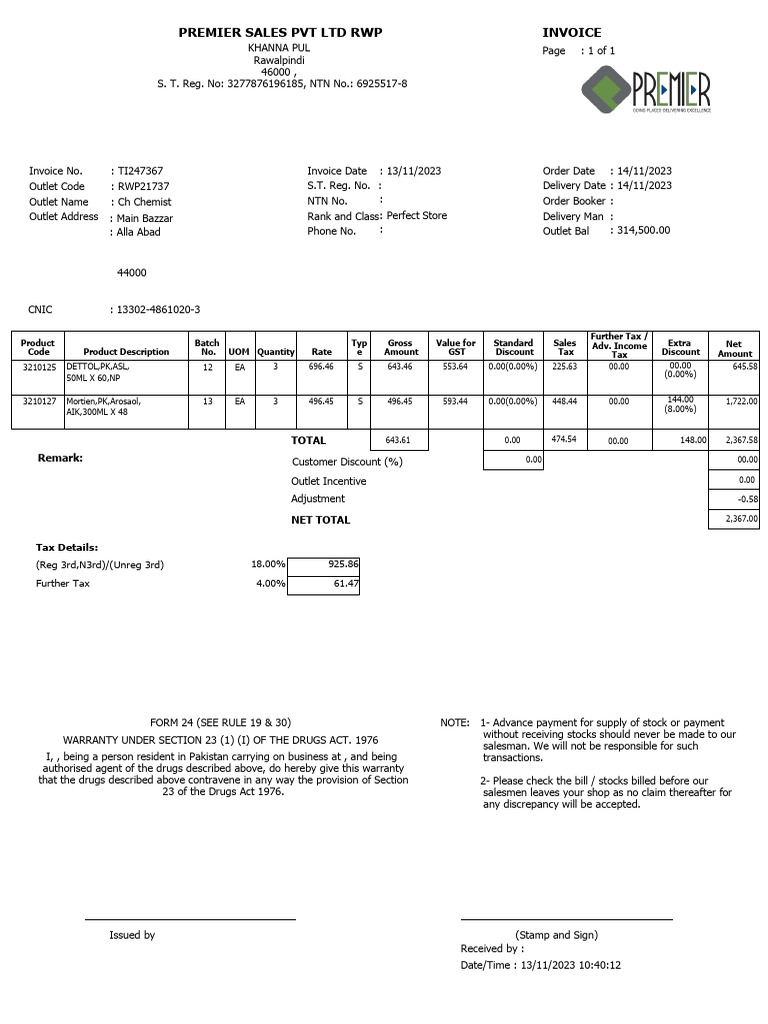 CH Chemist | PDF | Invoice | Taxes