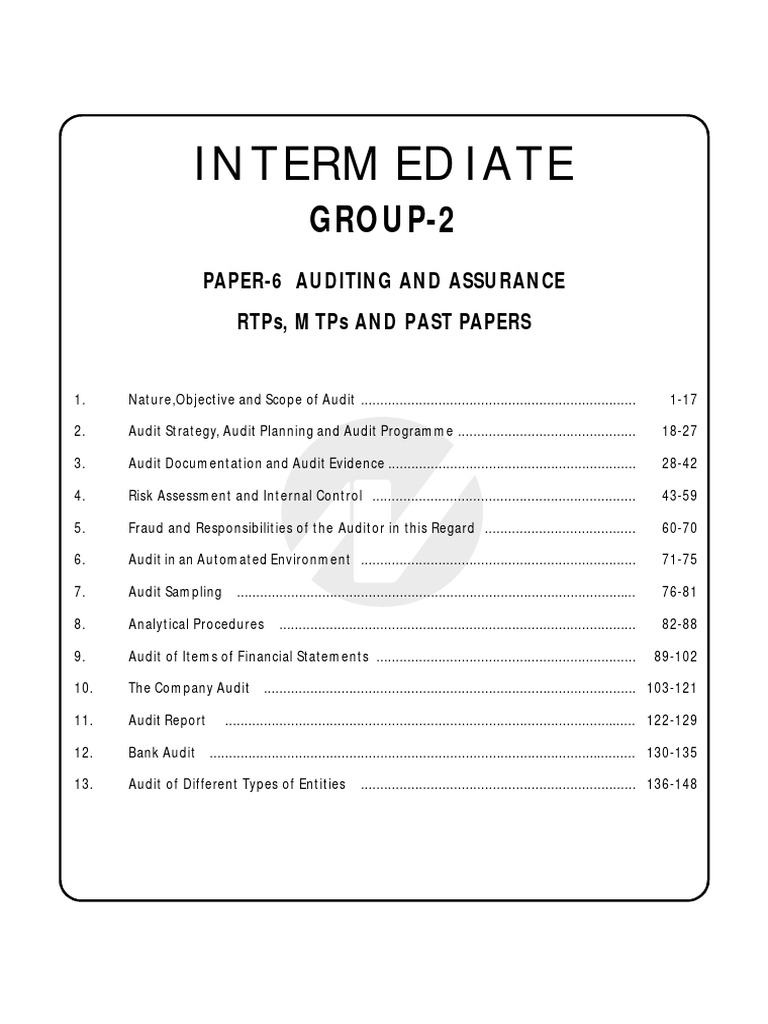 Inter-Paper-6-RTPs, MTPs and Past Papers | PDF | Audit | Financial Audit Inter-Paper-6-RTPs, MTPs and Past Papers | PDF | Audit | Financial Audit