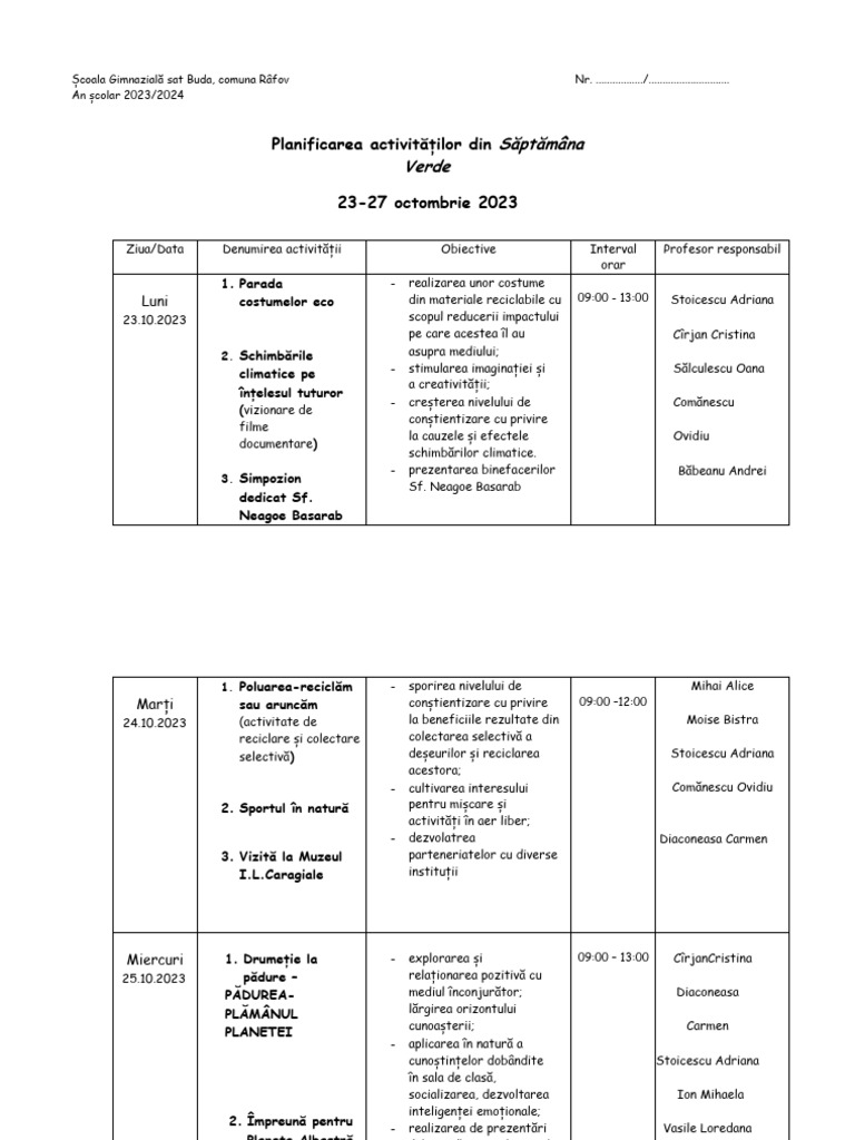 Sapt Verde 2023-2024 | PDF