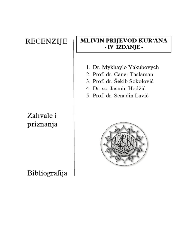Mlivo - Recenzije 4. Izdanja Prijevoda Kur'ana Sa Prilozima | PDF ...