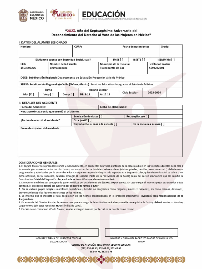 Carta Expedida Por La Dirección Escolar | PDF