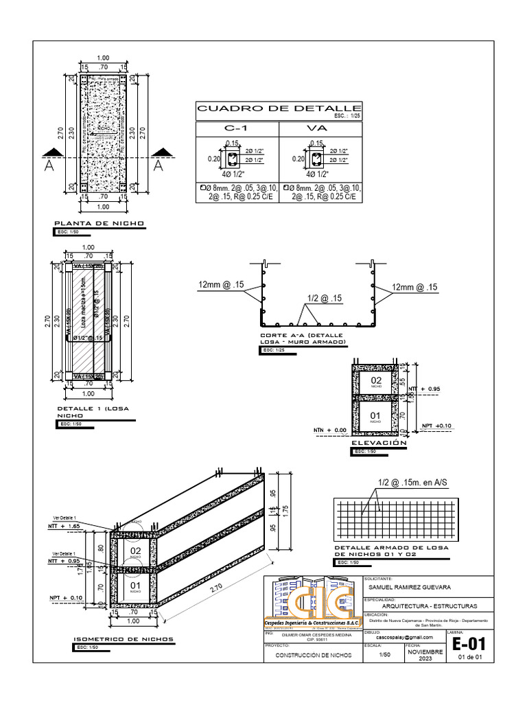 PLANO DE ESTRUCTURAS DE NICHO (TEOFILO DIAS VITON) - Model | PDF
