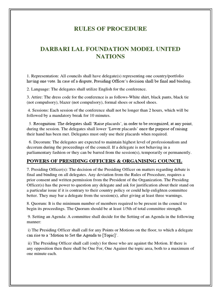 Rules of Procedure DLF Mun 2022 | PDF | Ratification | Voting