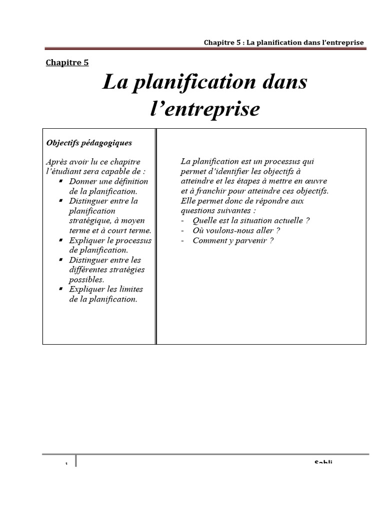 Types et processus de planification en entreprise | PDF | Planification ...