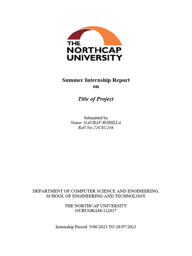 Summer Internship Report | PDF | Databases | Usability