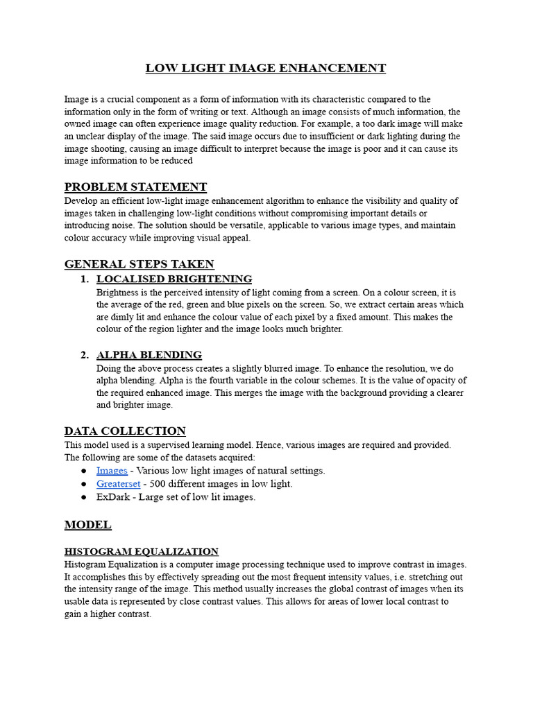 Low Light Enhancement | PDF | Image Editing | Computing